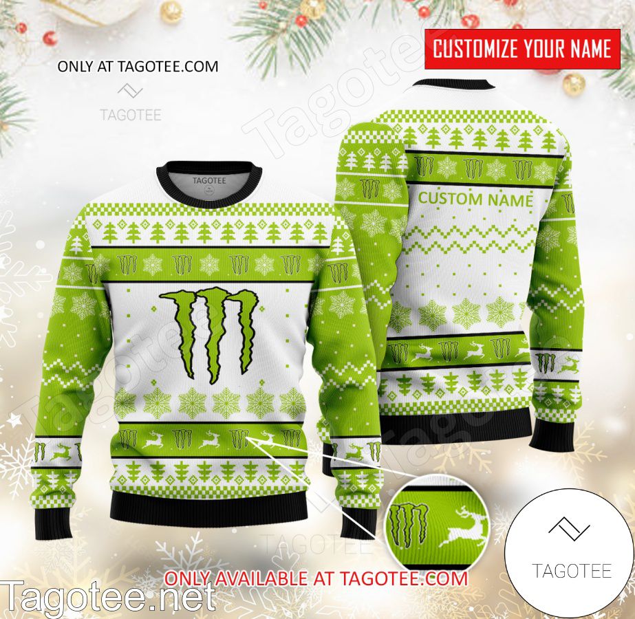 Monster Energy Logo Personalized Ugly Christmas Sweater - MiuShop - Tagotee