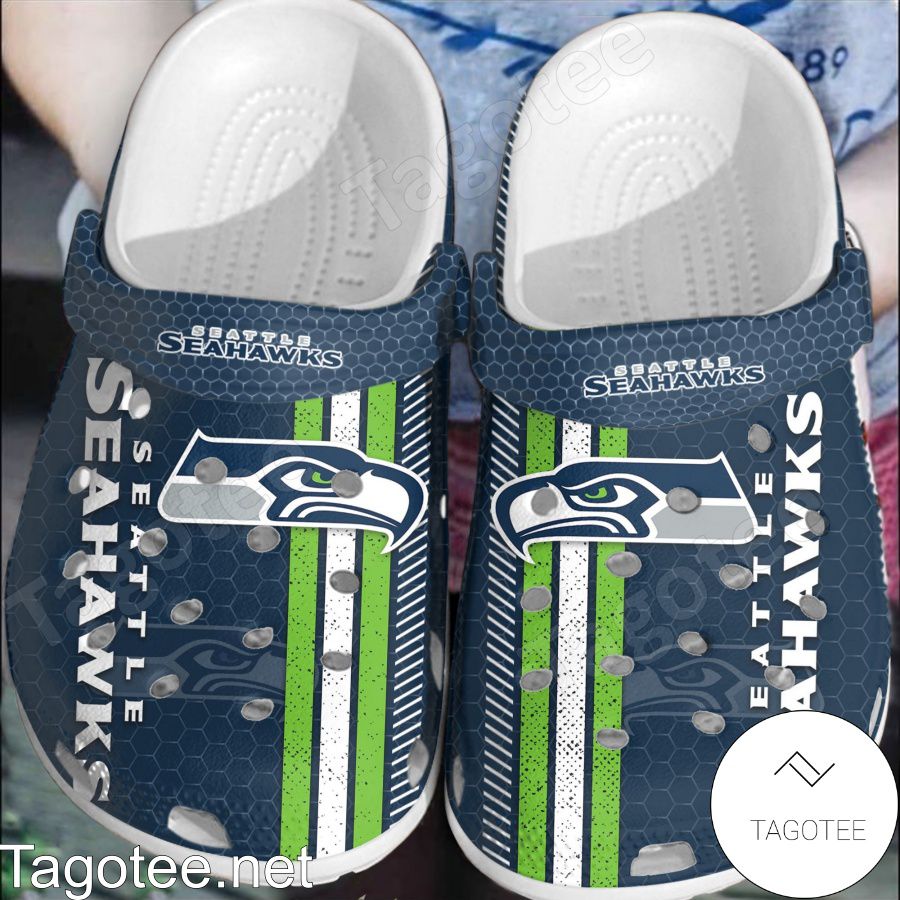 Seattle Seahawks Metal Pattern Crocs Clogs - Tagotee