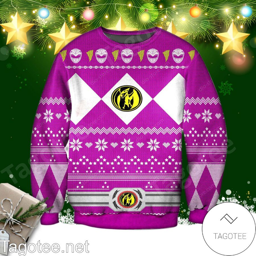 Pink Power Rangers Premium Xmas Ugly Christmas Sweater - Tagotee