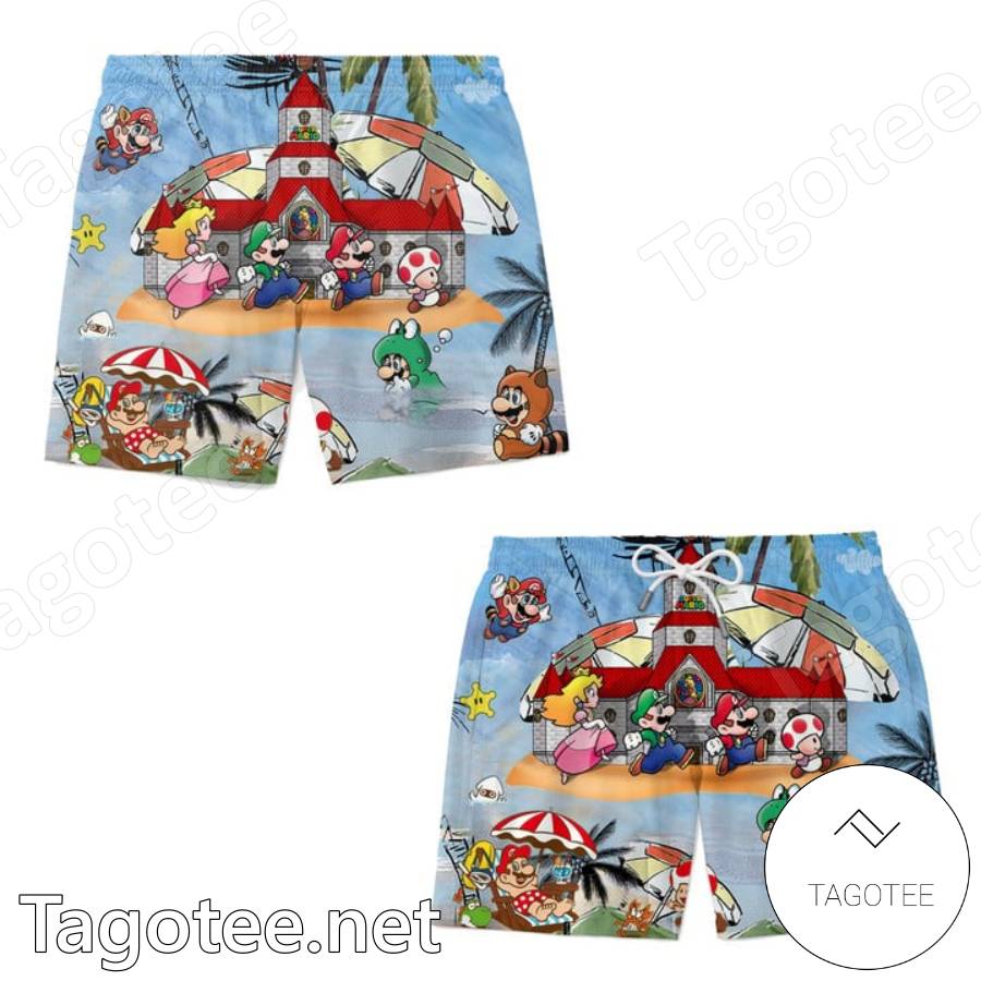 Mario Cartoon On The Beach Hawaiian Shirt And Shorts - Tagotee