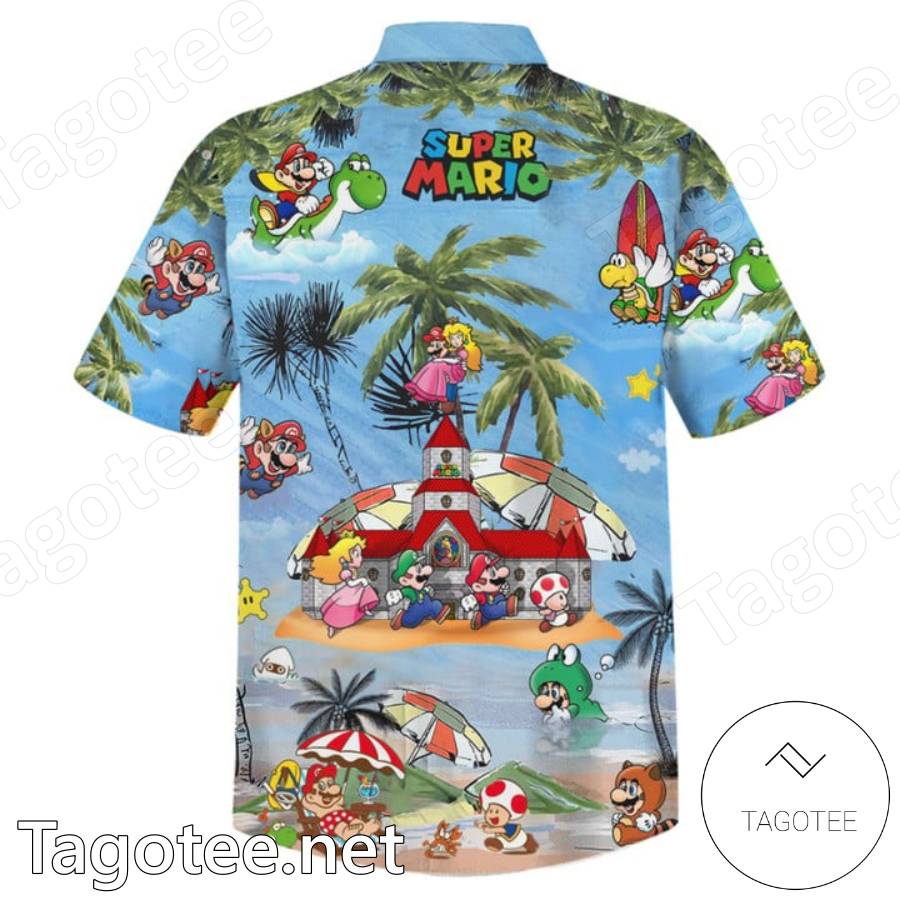 Mario Cartoon On The Beach Hawaiian Shirt And Shorts - Tagotee