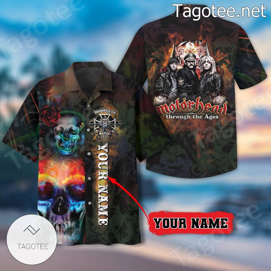 Motorhead Through The Ages Skull Fire Personalized Hawaiian Shirt - Tagotee