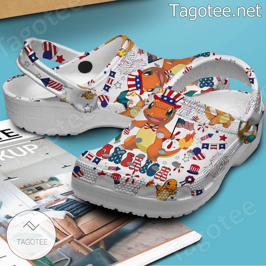 Pokemon Charmander America Happy 4th Of July Crocs Clogs - Tagotee