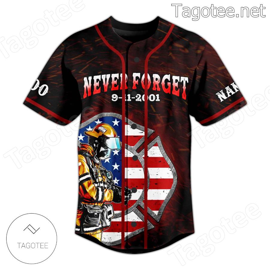 Never Forget 9-11-2001 22th Anniversary Personalized Baseball Jersey ...