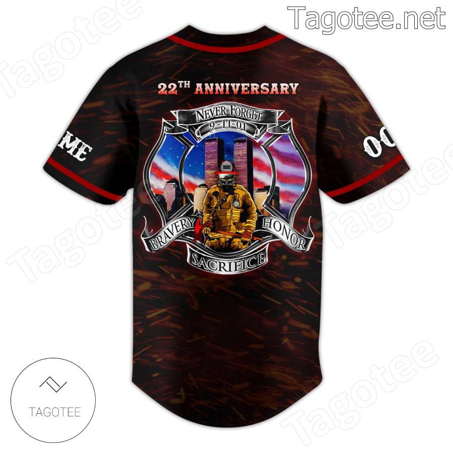 Never Forget 9-11-2001 22th Anniversary Personalized Baseball Jersey ...