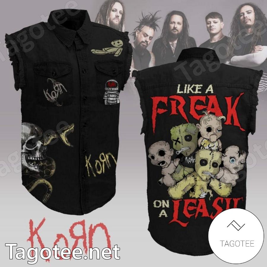 Korn Like Freak On A Leash Sleeveless Denim Jacket - Tagotee