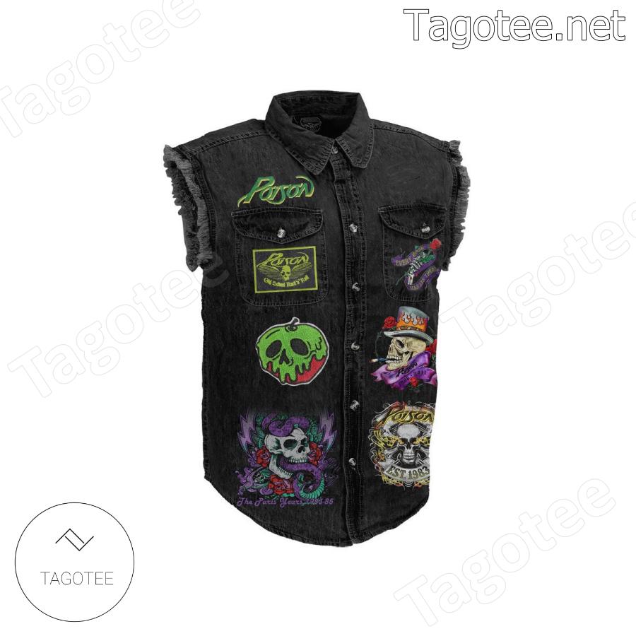 Poison Every Rose Has Its Thorn Denim Vest Jacket - Tagotee