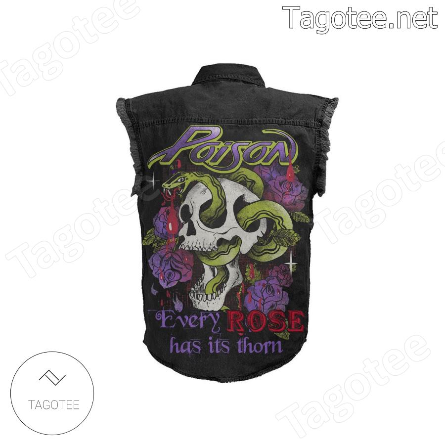 Poison Every Rose Has Its Thorn Denim Vest Jacket - Tagotee