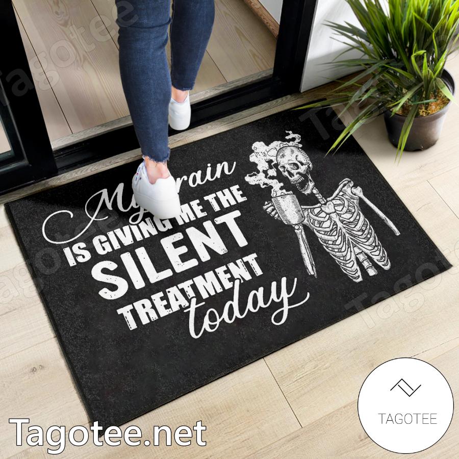 Skeleton My Brain Is Giving Me The Silent Treatment Today Doormat - Tagotee