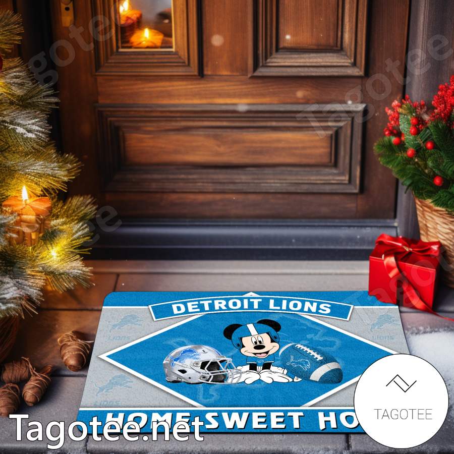 Detroit Lions Mickey Mouse Home Sweet Home Doormat - Tagotee