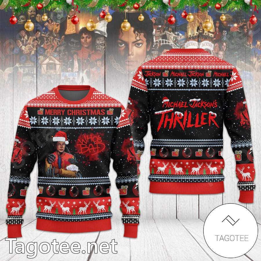 Michael Jackson Who's Bad Merry Christmas Ugly Xmas Sweater - Tagotee